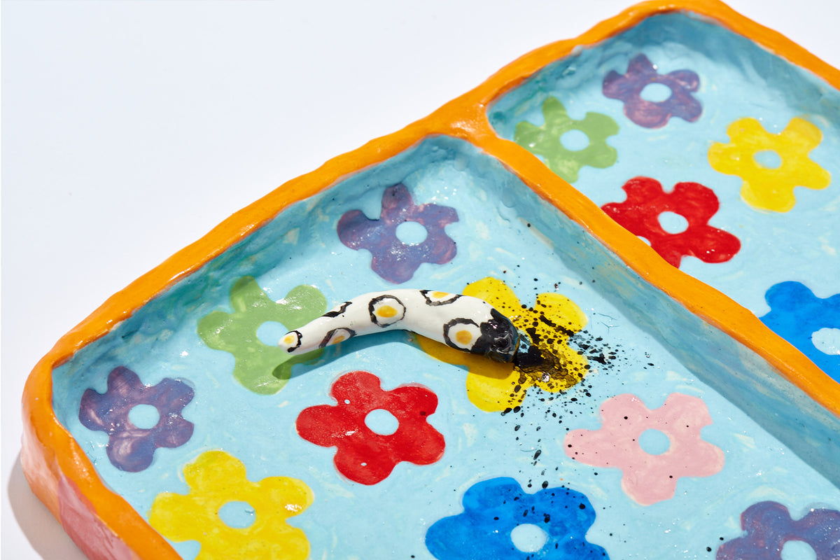 Edie Parker x Jake Clark Ceramic Tray in Flowers