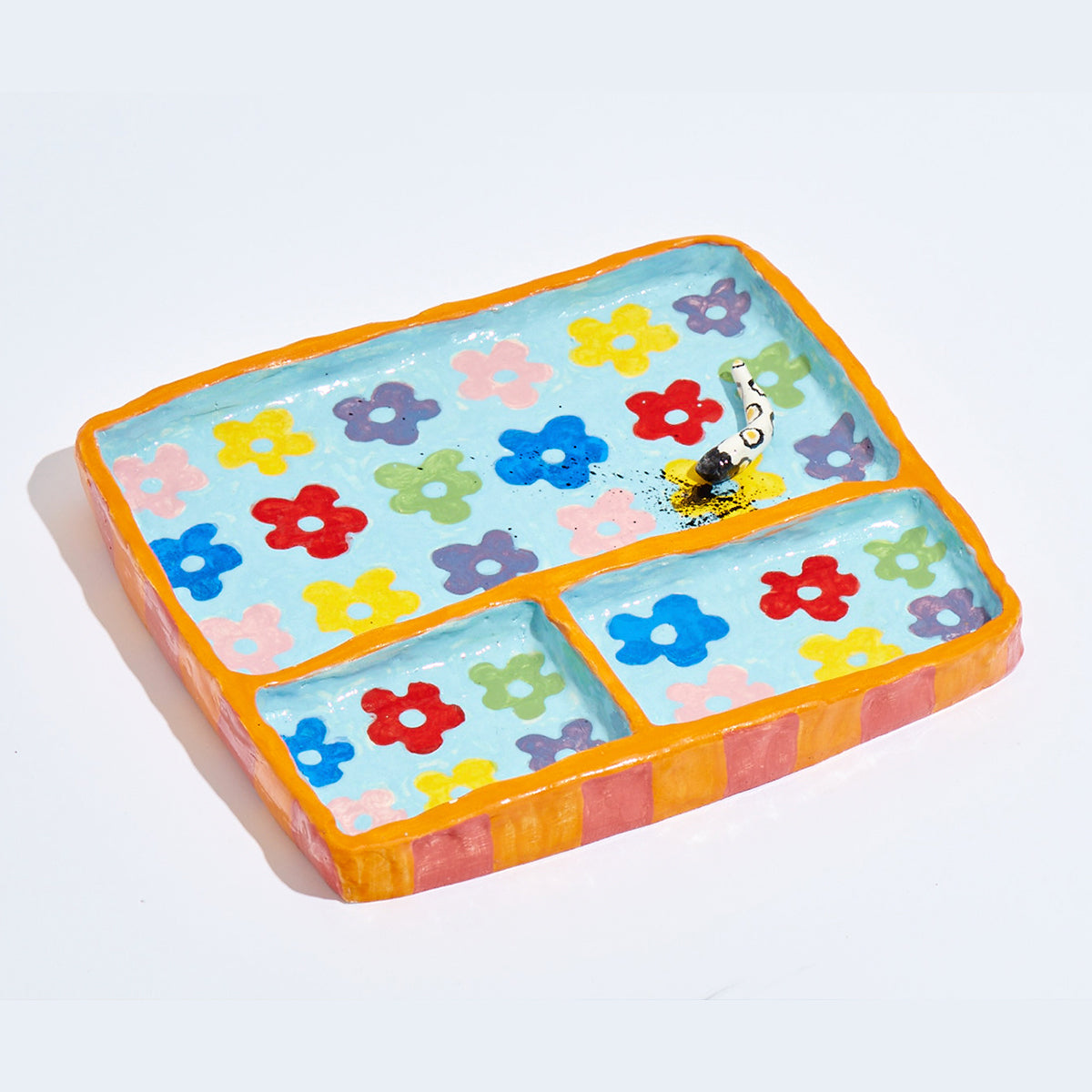 Edie Parker x Jake Clark Ceramic Rolling Tray in Flowers